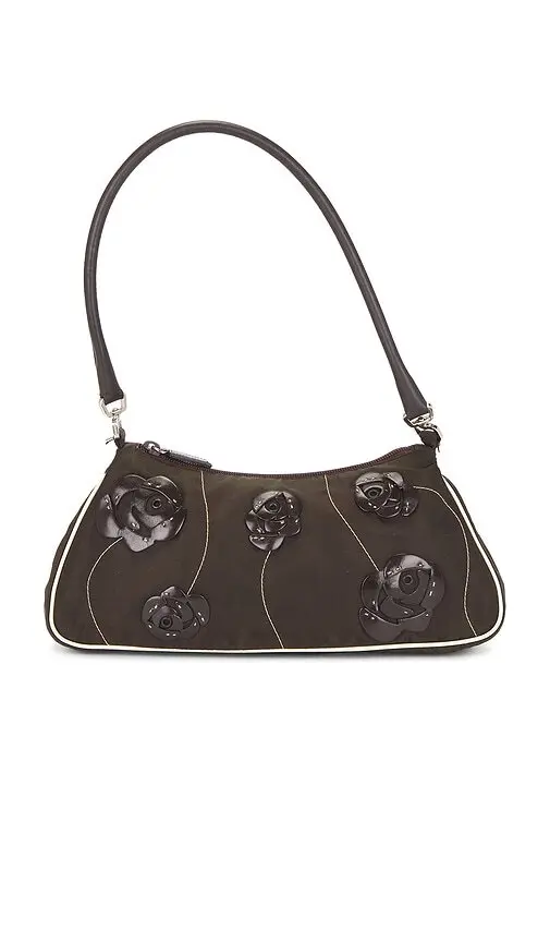 FWRD RENEW Prada Tessuto Rose Shoulder Bag In Brown - Black