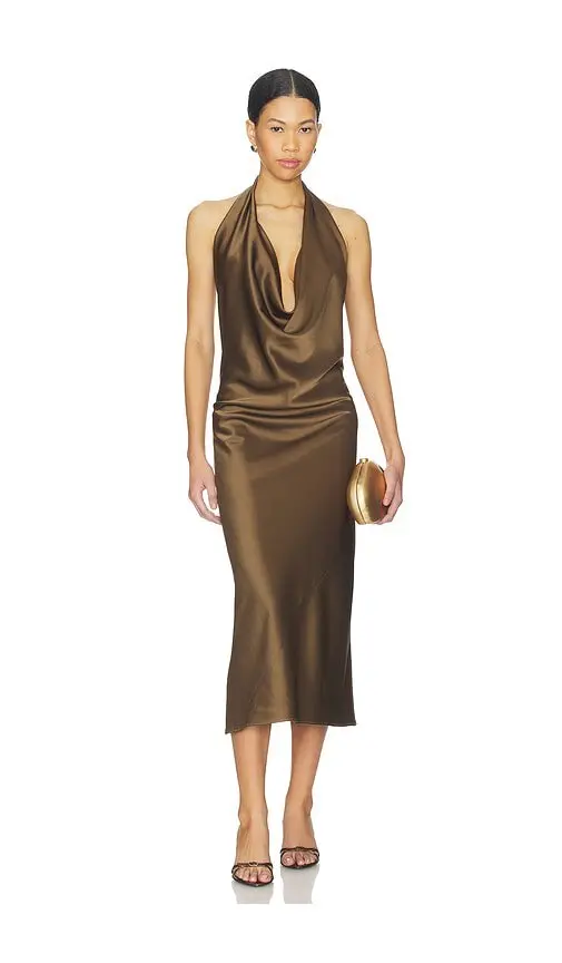 Alejandra Alonso Rojas Draped Halter Dress - Dark Green