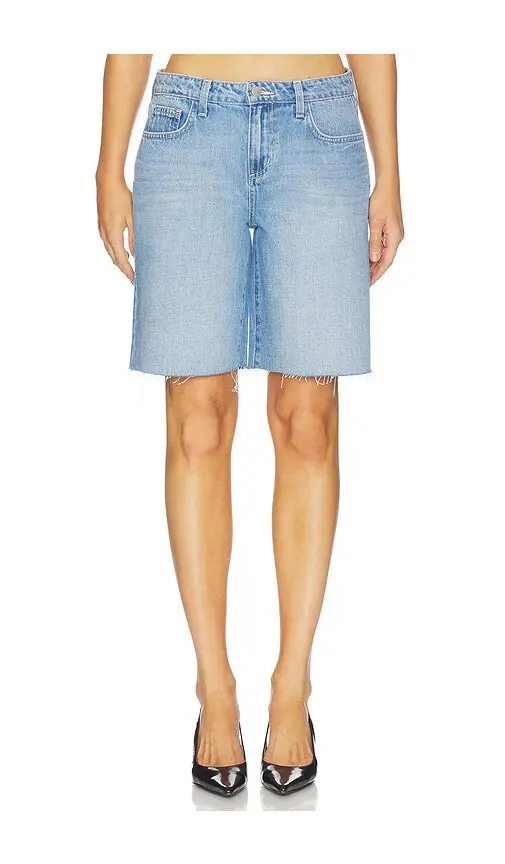 L'Agence River Mid Rise Bermuda Short In Blue - Bellflower