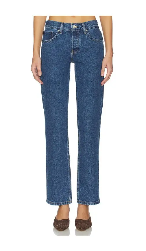 EB DENIM Ariel Mid Rise Wedgie Jeans In Blue - Manhattan
