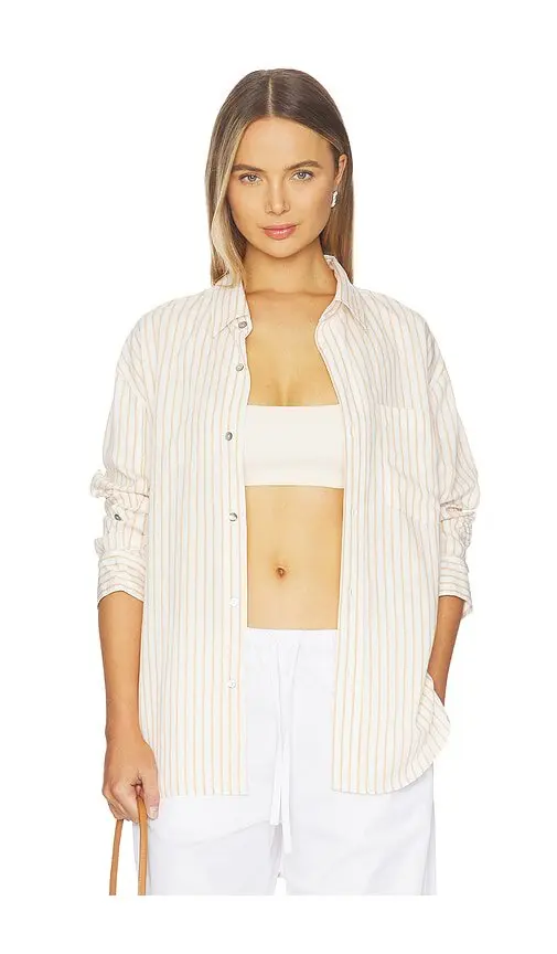 Citizens Of Humanity Kayla Shirt In White,peach - Sherbet Stripe