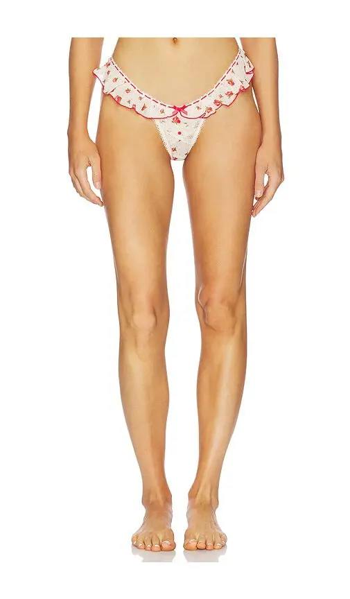 For Love & Lemons Leah Thong Panty In Cream - Cream White