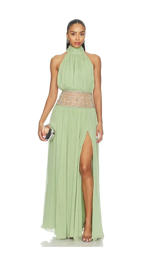 Retrofete Kreeli Halterneck Maxi Dress - Matcha