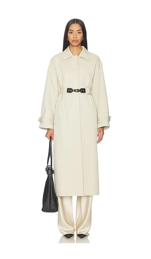 ELODIE THE LABEL Ysella Trench Coat In Beige - Khaki