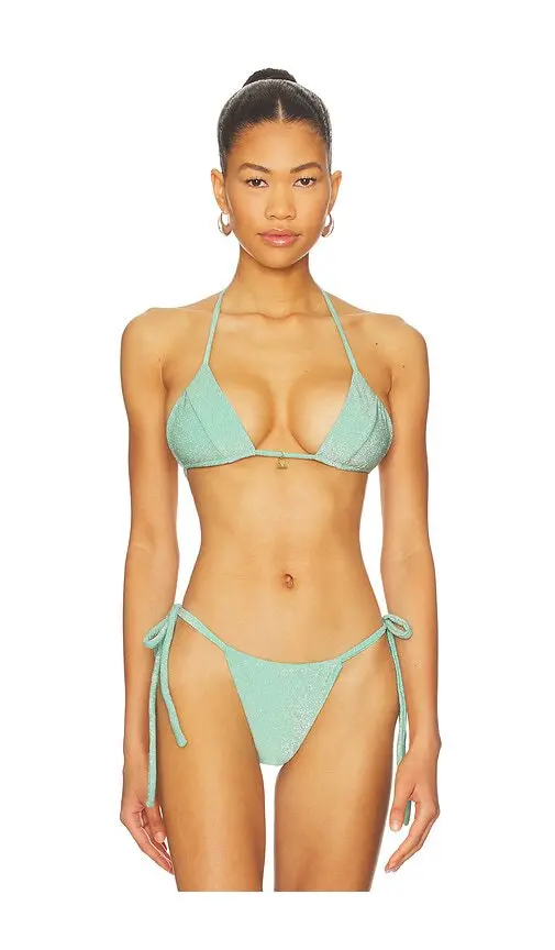 FAE Honey Triangle Bikini Top In Mint - Selva