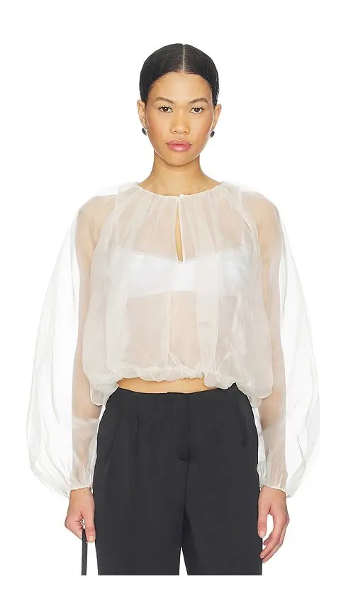 FRAME The Sheer Balloon Blouse - Cream