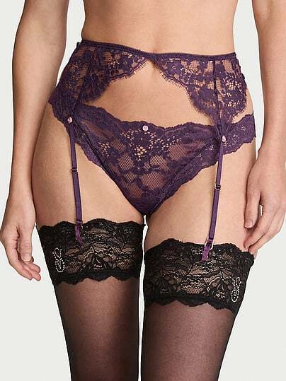 Victoria's Secret Dream Angels Lace Garter Belt - Purple