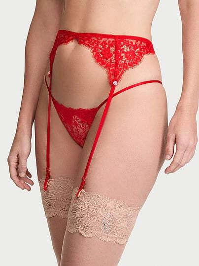 Victoria's Secret Dream Angels Lace Garter Belt - Red