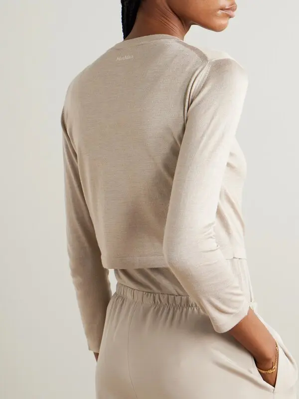 Max Mara Cropped Silk And Cashmere-blend Cardigan