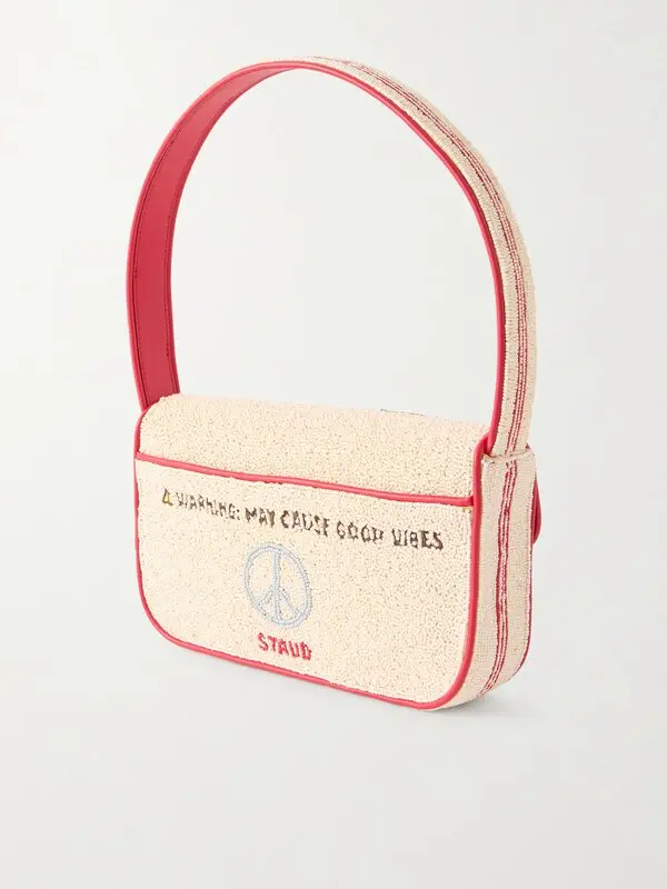 Staud Tommy Beaded Embroidered Satin Shoulder Bag - Multi