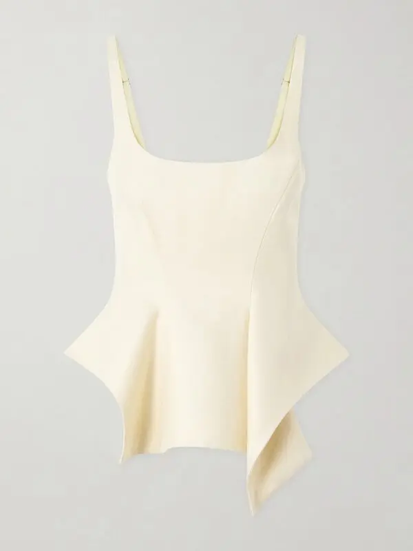 Khaite Loa Linen Peplum Top - Neutrals