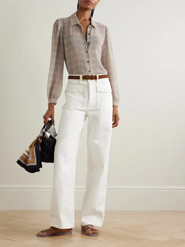 FRAME The Collegiate Pocket High-rise Wide-leg Jeans - White