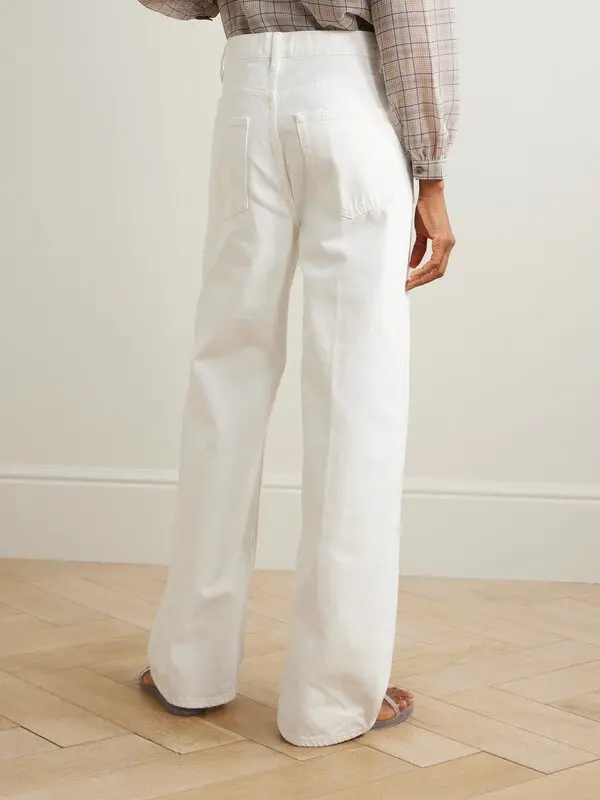FRAME The Collegiate Pocket High-rise Wide-leg Jeans - White