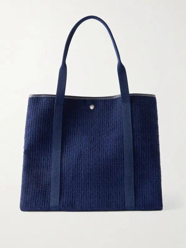 Rue De Verneuil Traversée Large Webbing And Leather-trimmed Tweed Tote