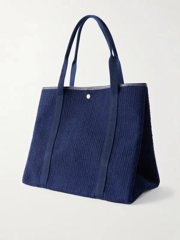 Rue De Verneuil Traversée Large Webbing And Leather-trimmed Tweed Tote
