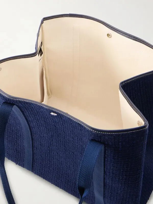 Rue De Verneuil Traversée Large Webbing And Leather-trimmed Tweed Tote