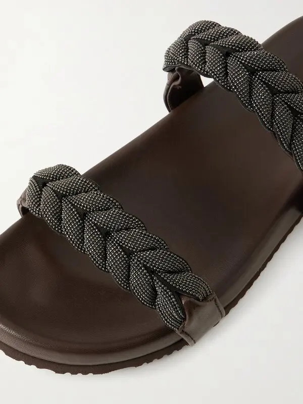 Brunello Cucinelli Bead-embellished Leather Sandals