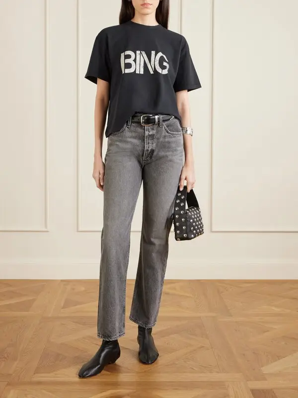 ANINE BING Walker Printed Cotton-jersey T-shirt