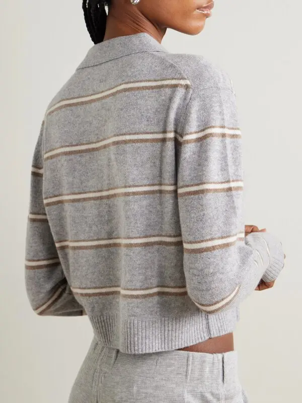 Eterne Barrett Cropped Striped Cashmere Sweater