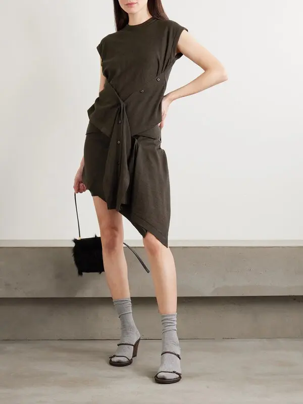 LEMAIRE Asymmetric Draped Wool-blend Top