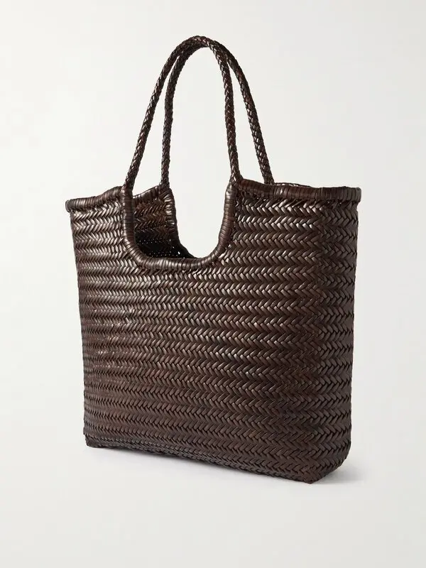 Dragon Diffusion Ns Diagonal Triple Jump Woven Leather Tote - Brown