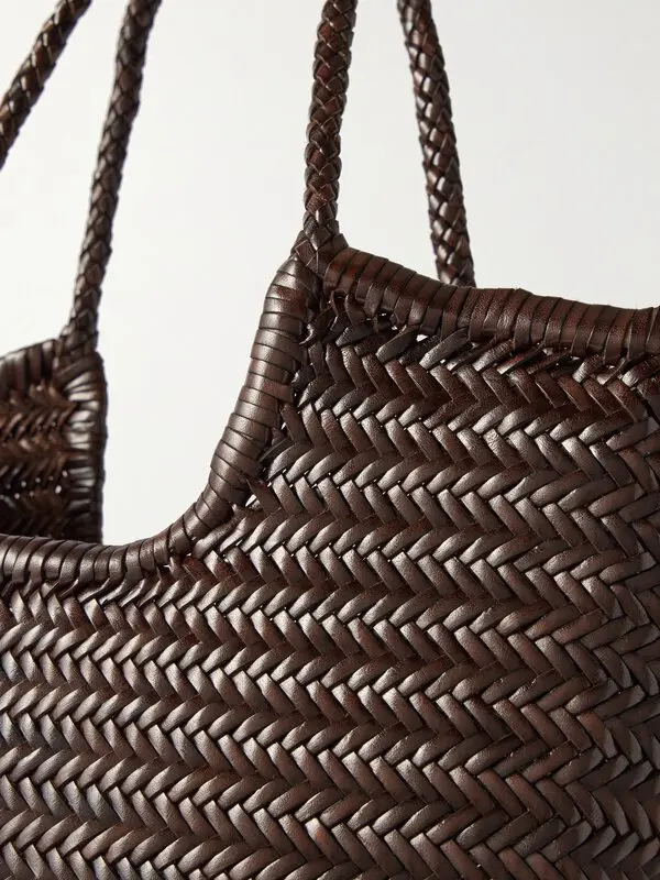 Dragon Diffusion Ns Diagonal Triple Jump Woven Leather Tote - Brown