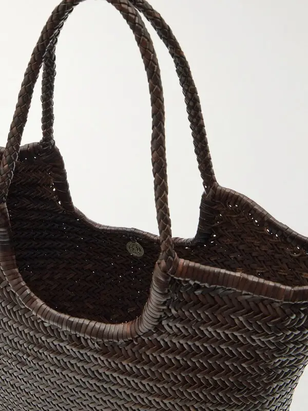 Dragon Diffusion Ns Diagonal Triple Jump Woven Leather Tote - Brown