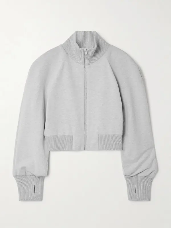 Norma Kamali Oversized Stretch-cotton Jersey Bomber Jacket - Gray