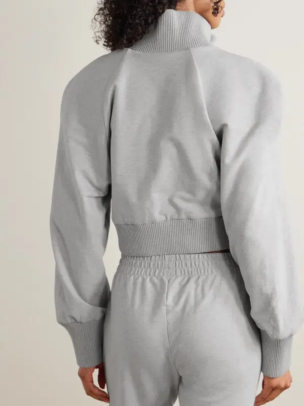 Norma Kamali Oversized Stretch-cotton Jersey Bomber Jacket - Gray