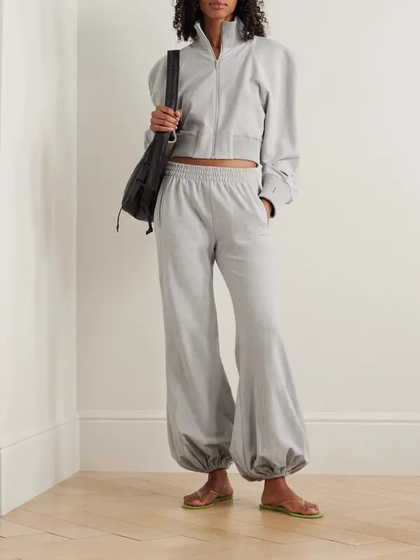 Norma Kamali Stretch-cotton Jersey Tapered Sweatpants - Gray