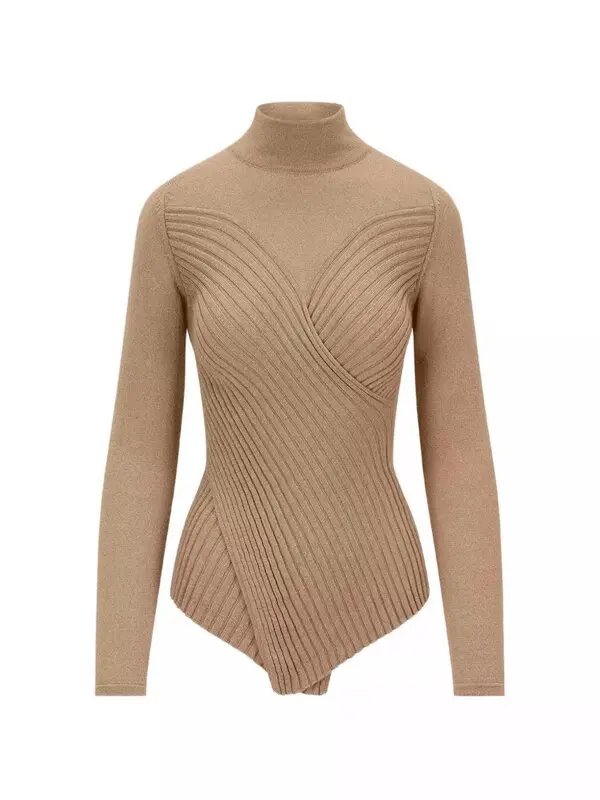 VIOLANTE NESSI Ribbed Knit Turtleneck Sweater - Neutrals
