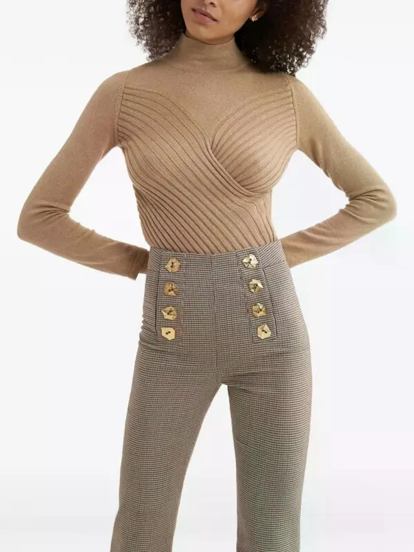 VIOLANTE NESSI Ribbed Knit Turtleneck Sweater - Neutrals