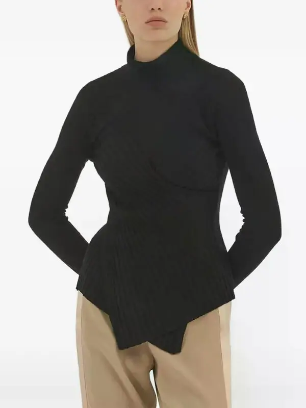VIOLANTE NESSI Roy Ribbed Turtleneck Top - Black