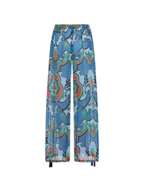 Etro Floral-print Trousers - Blue