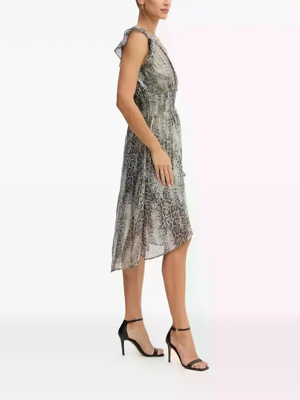 MORGAN Ruffled Reptile-print Midi Dress