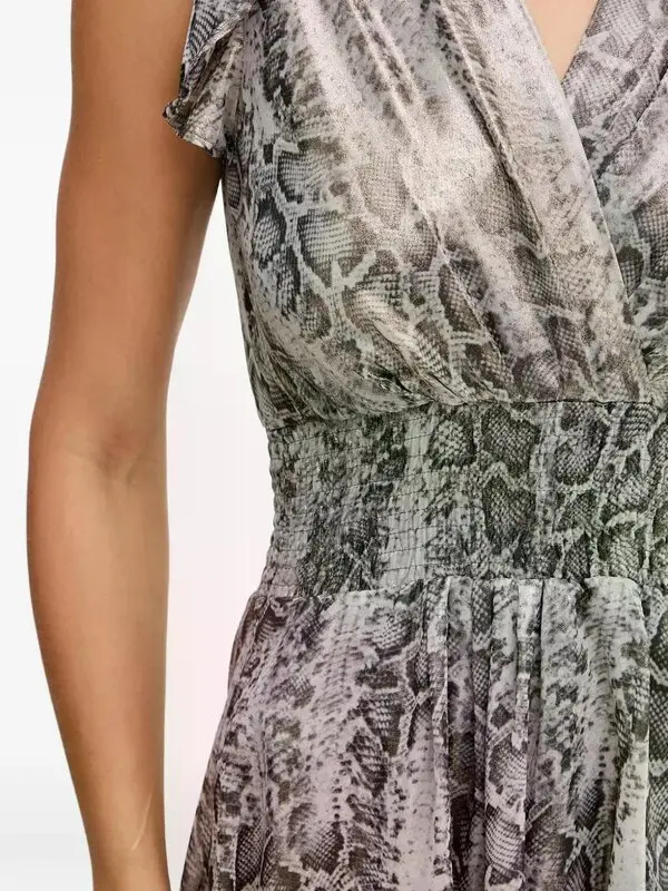 MORGAN Ruffled Reptile-print Midi Dress