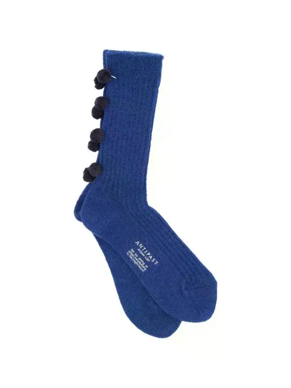 ANTIPAST Pompom-details Knitted Socks - Blue
