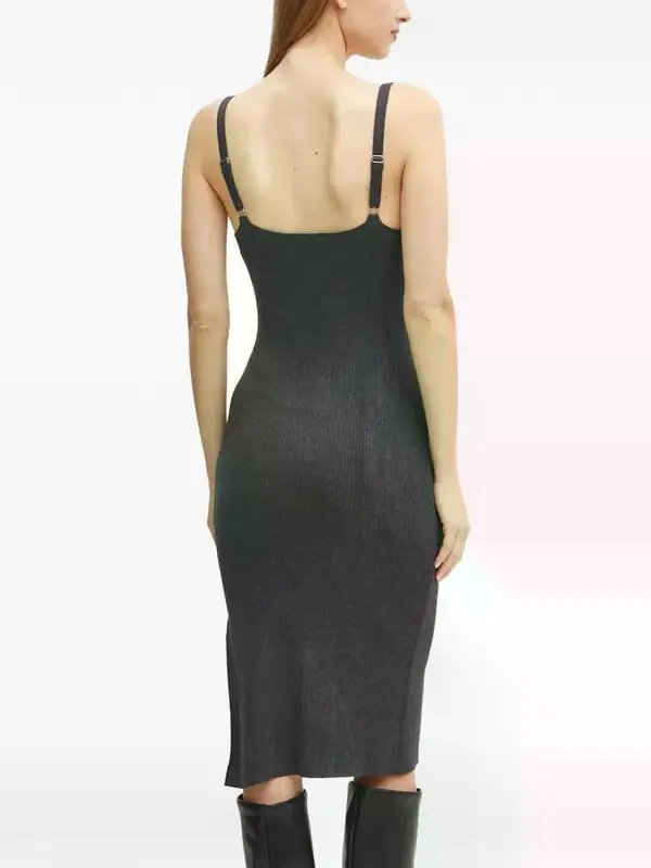 MORGAN Ribbed Knit Split Hem Midi Dress