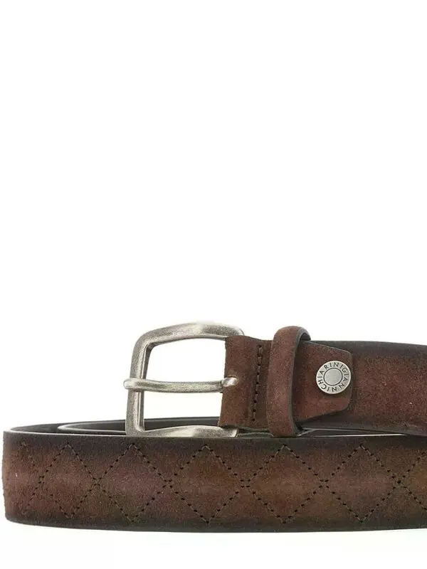 GIANNI CHIARINI Quilted Suede Belt With Metal Buckle