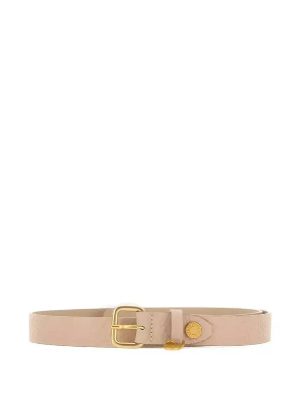 GIANNI CHIARINI Maxi-grain Leather Belt With Square Buckle - Neutrals
