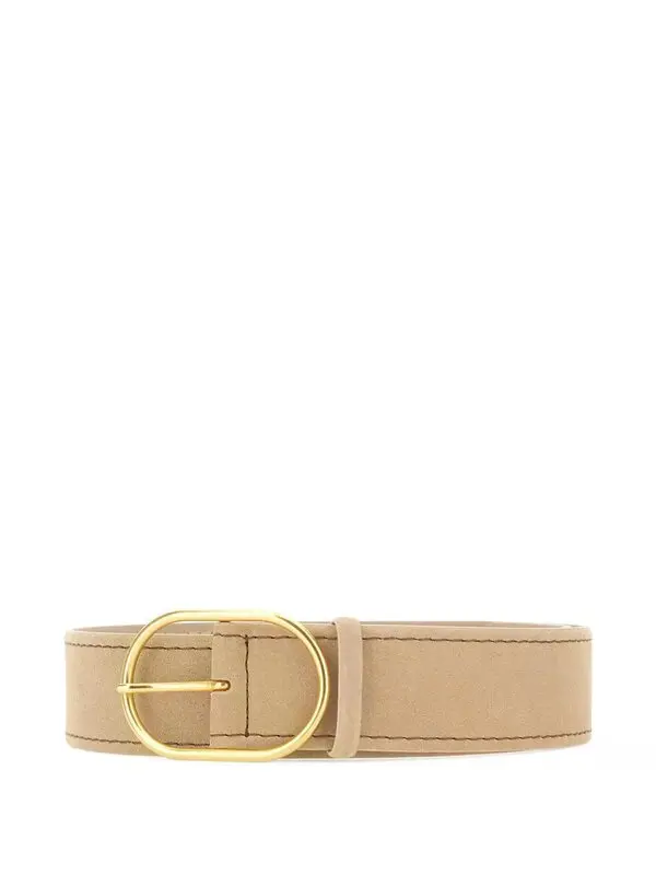 GIANNI CHIARINI Suede Belt With Gold-tone Buckle - Neutrals