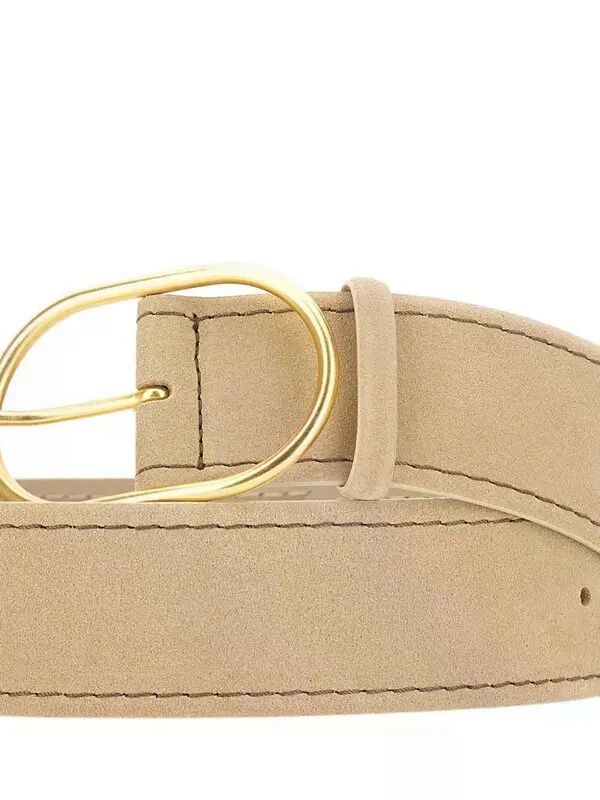 GIANNI CHIARINI Suede Belt With Gold-tone Buckle - Neutrals