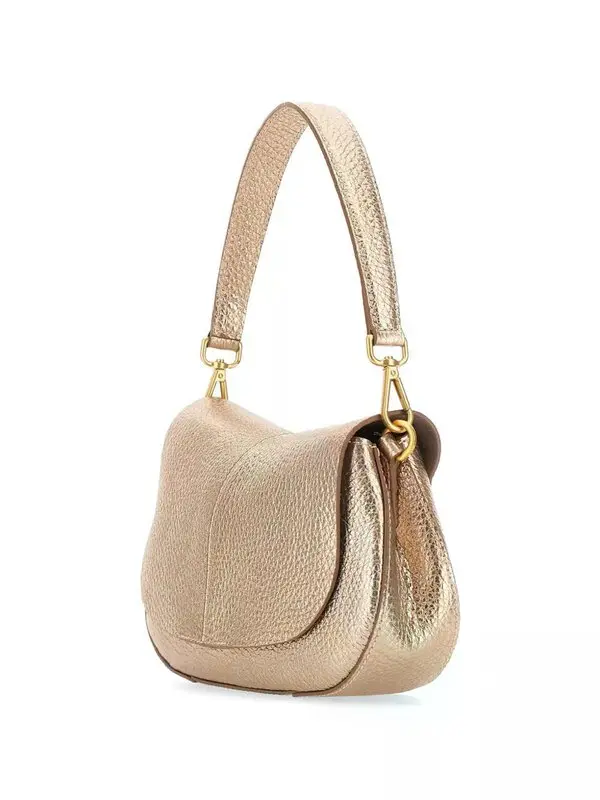 GIANNI CHIARINI Helena Round Grained Flap Leather Shoulder Bag