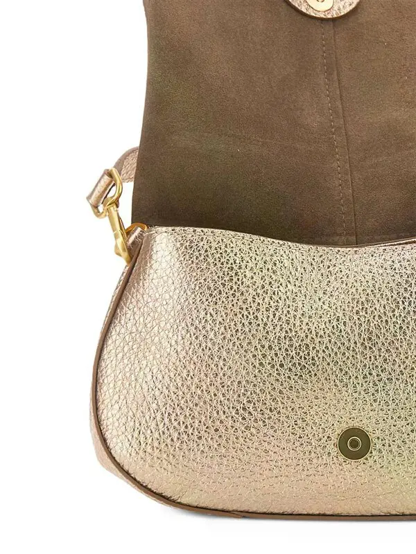 GIANNI CHIARINI Helena Round Grained Flap Leather Shoulder Bag