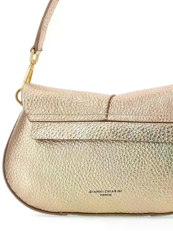 GIANNI CHIARINI Helena Round Grained Flap Leather Shoulder Bag