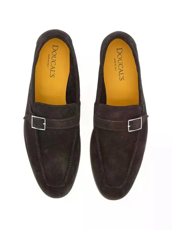 DOUCAL'S Buckle-strap Suede Loafers - Brown