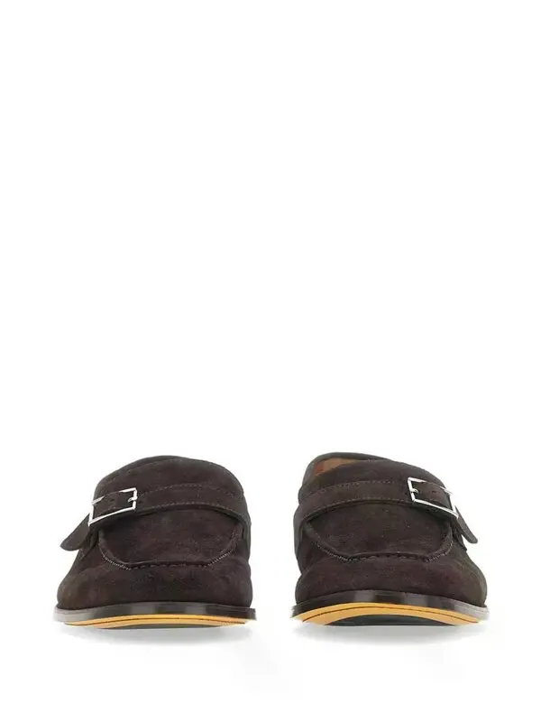 DOUCAL'S Buckle-strap Suede Loafers - Brown
