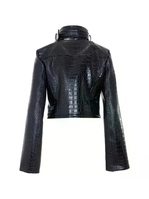 Sportmax Alligator-print Cropped Jacket - Black