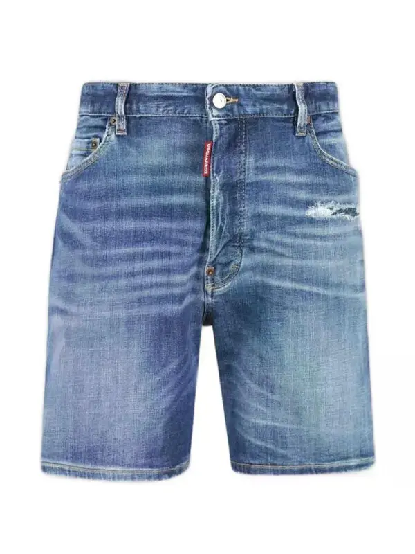 Dsquared2 Denim Shorts With Ripped Detail - Blue