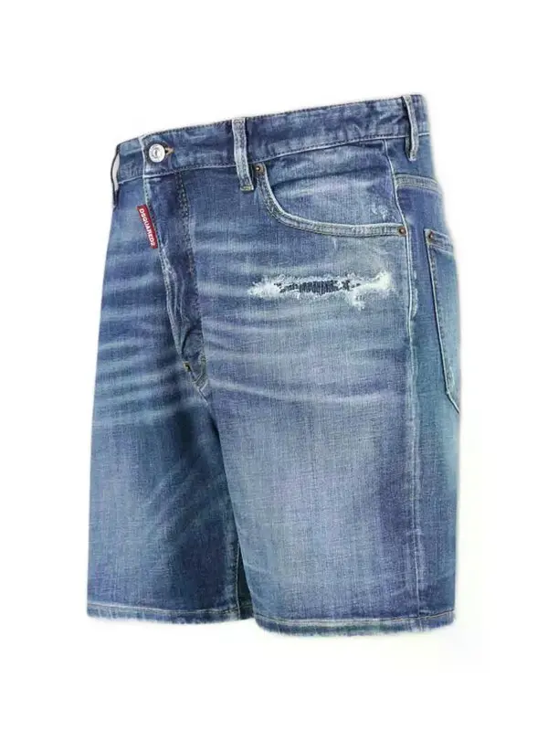 Dsquared2 Denim Shorts With Ripped Detail - Blue